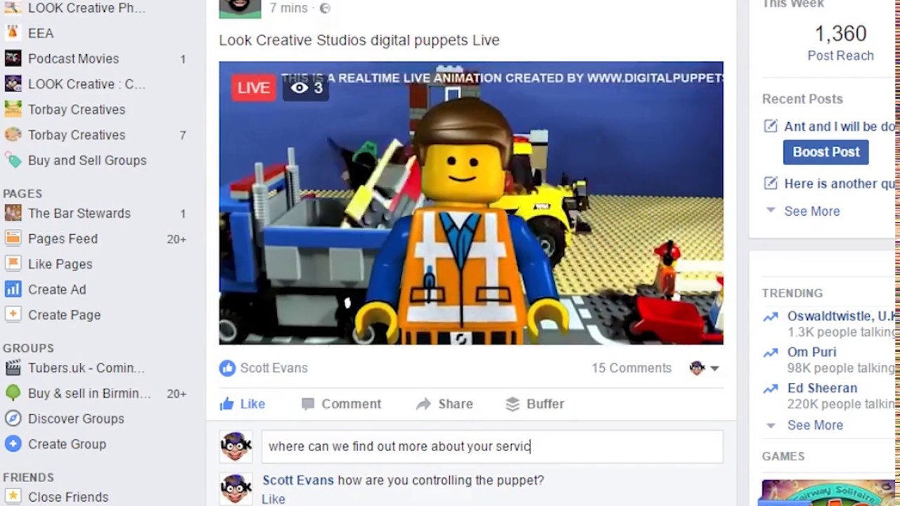 Digital Puppets Facebook live test - YouTube