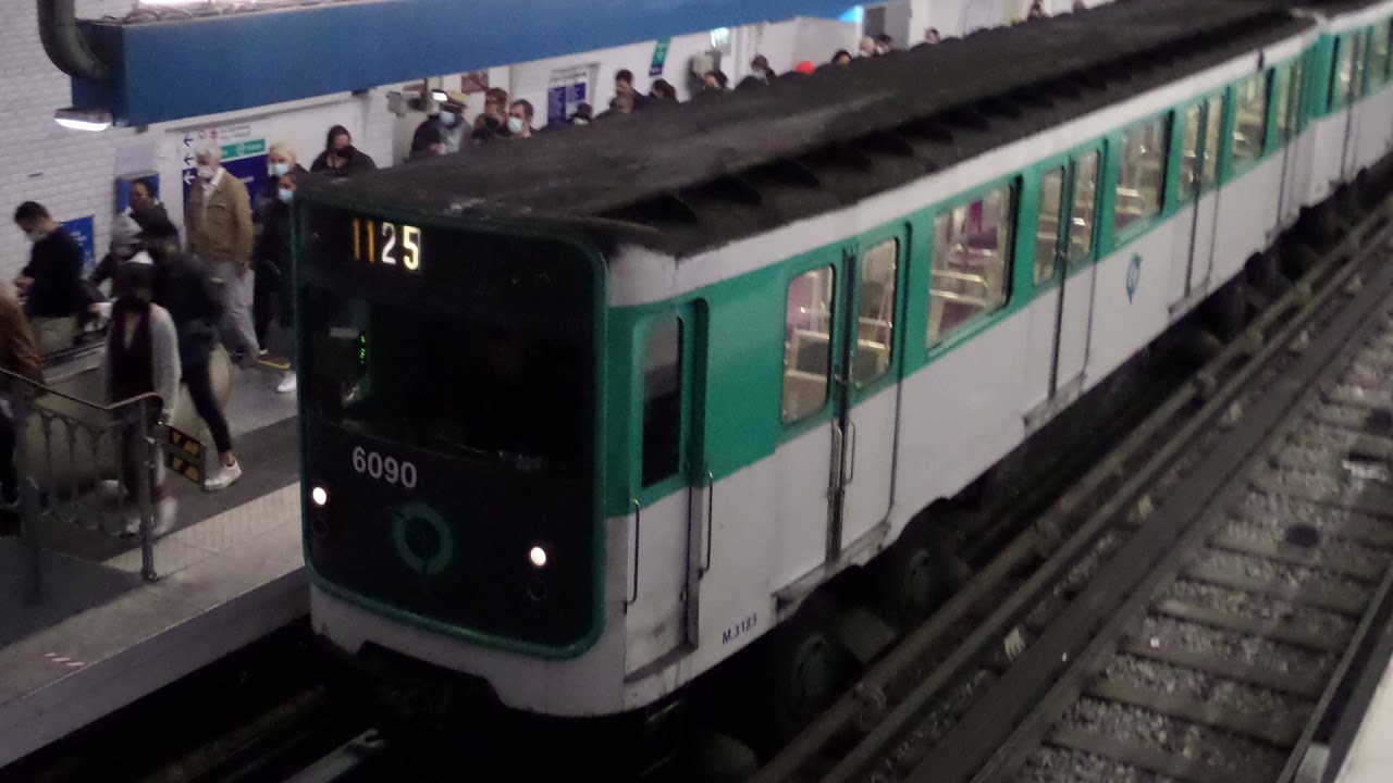 MP59 6090 M.3183 RATP Paris Metro Line 11 (former Line 4) Leaving at ...