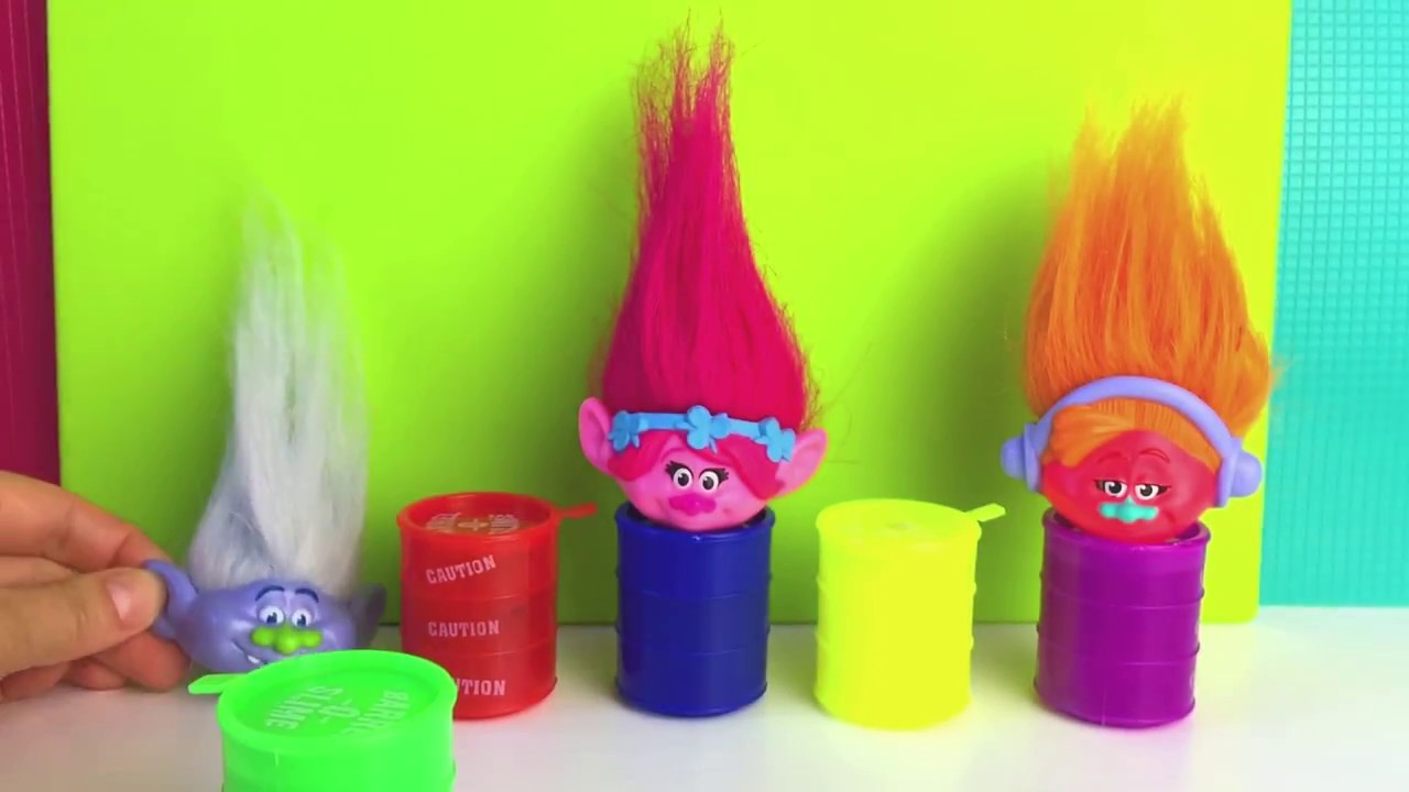 Тролли Сюрпризы Лизуны учим цвета Trolls Heads slime toys surprise ...