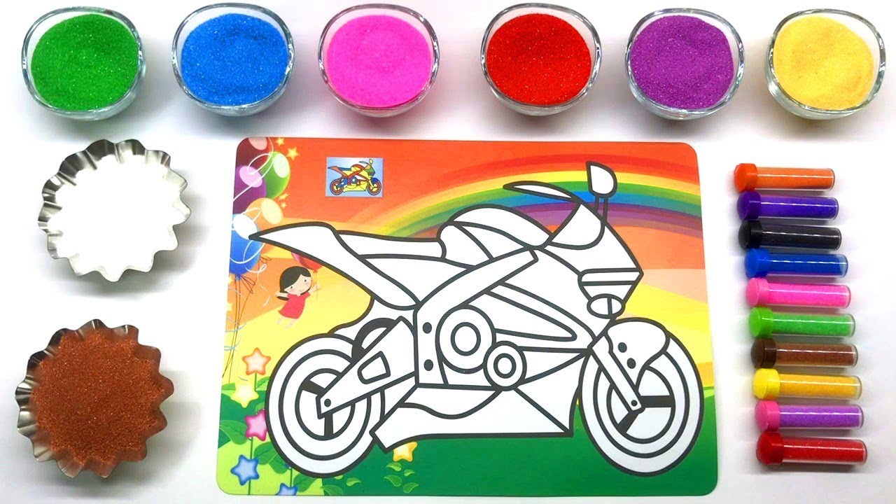 Motorcycles Sand Painting | Color Painting Page with Colored Sands ...