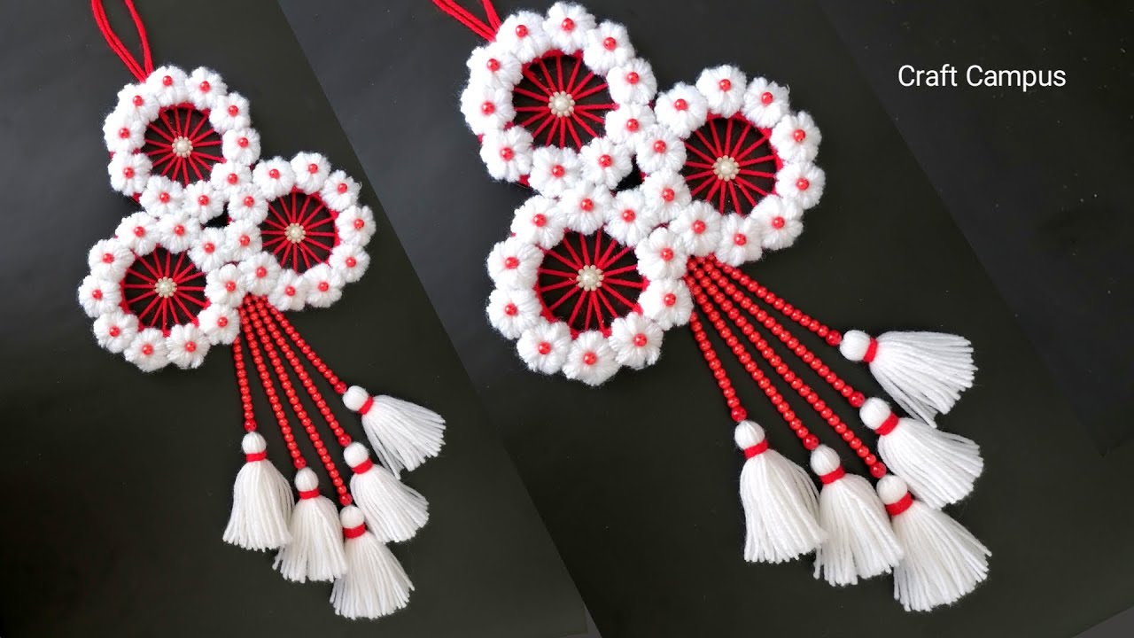 DIY Easy Woolen Flower Wall Hanging | Woolen Thread Craft Ideas ...