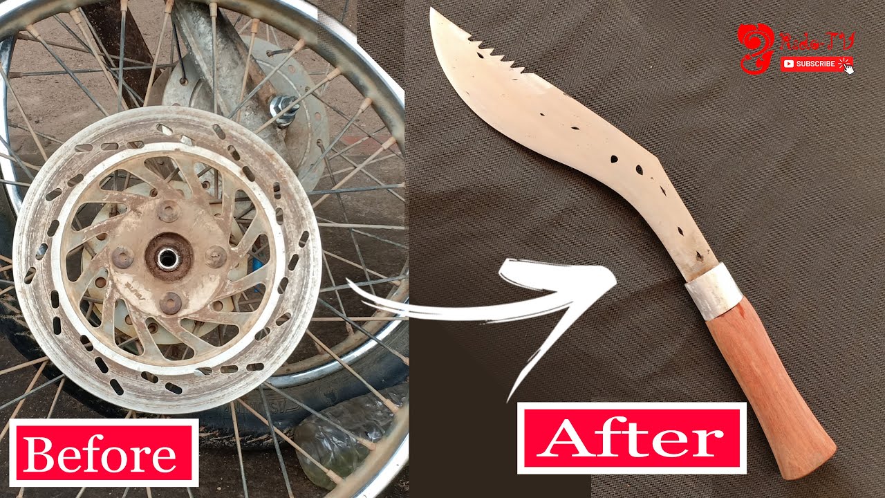 Turning Disc Brake into a very Sharp Knife by Village blacksmith. An ...