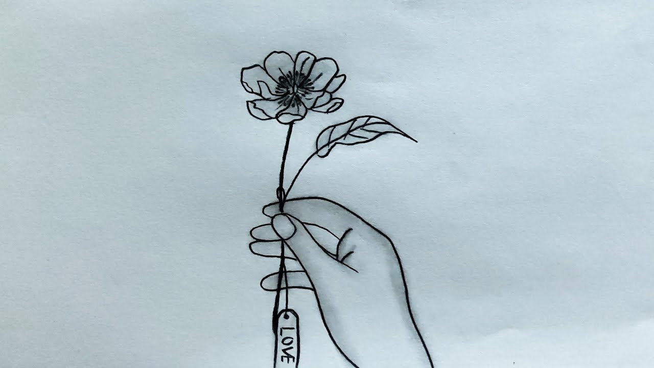 How to draw hand holding flower - Easy drawing tutorial for beginners ...