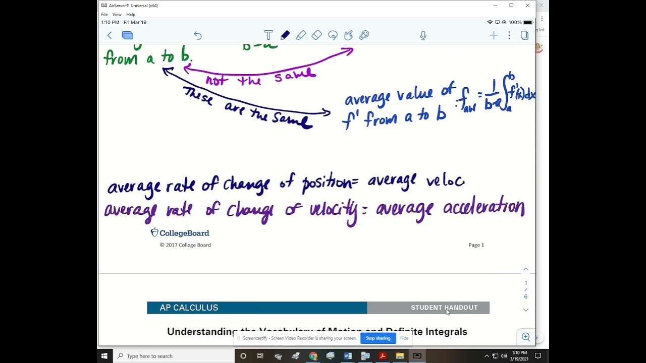 Topic 8.2 Connecting Position, Velocity, and Acceleration using Integrals - YouTube