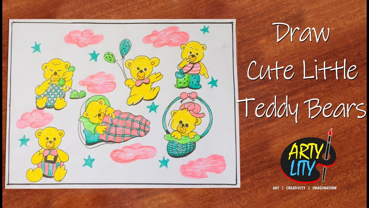 How to Draw Cute Teddy Bears for Kids Step by Step | Teddy Bears ...