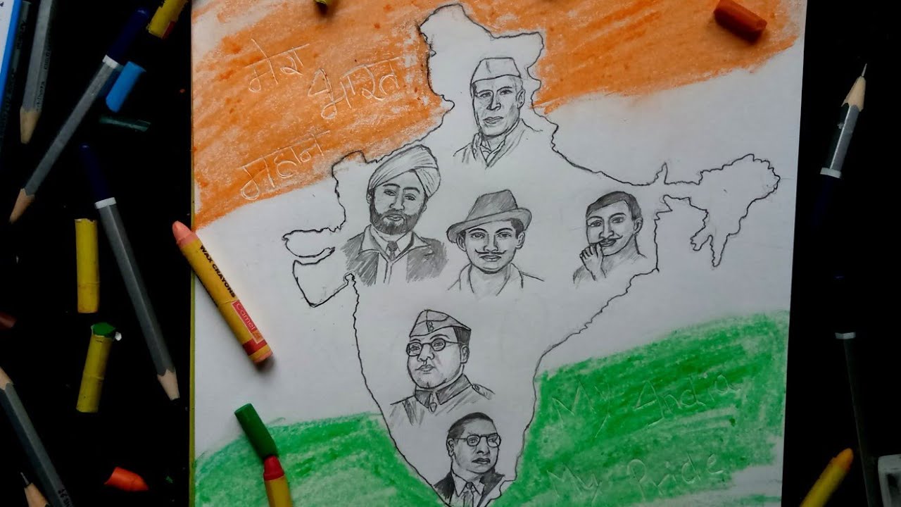 Drawing Indian Freedom Fighters On Independence Day / Vande Mataram ...