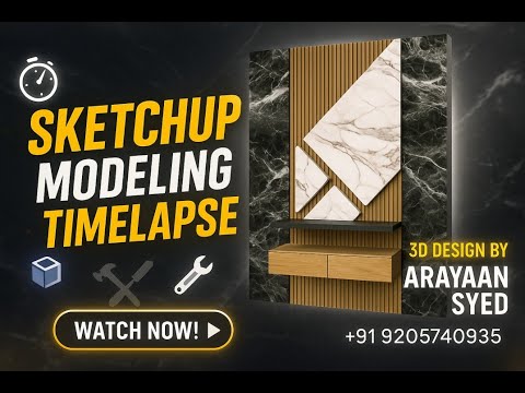 Interior Wall Design Timelapse in SketchUp | Fast & Clean 3D Modeling ...