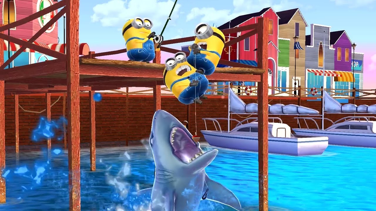 Minions Mini Movies shark fishing in the world ash - YouTube