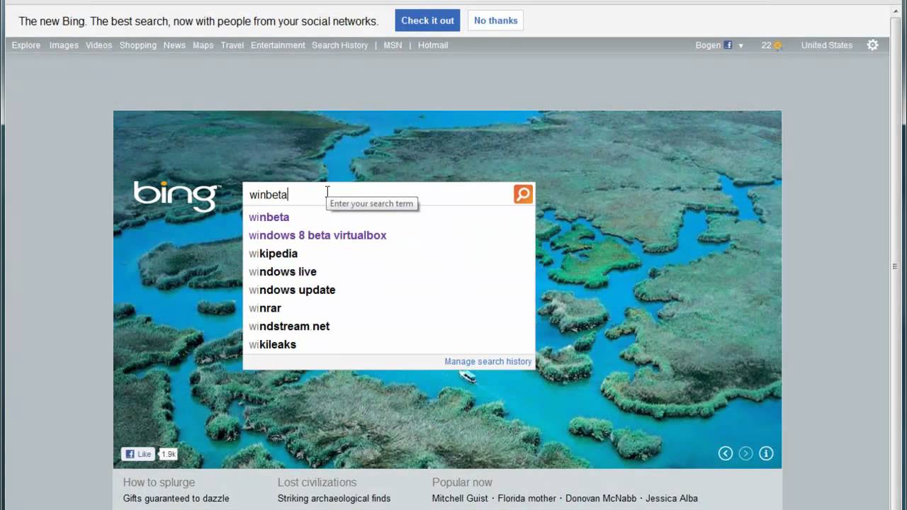 Previewing the new Bing design and the new social sidebar - YouTube