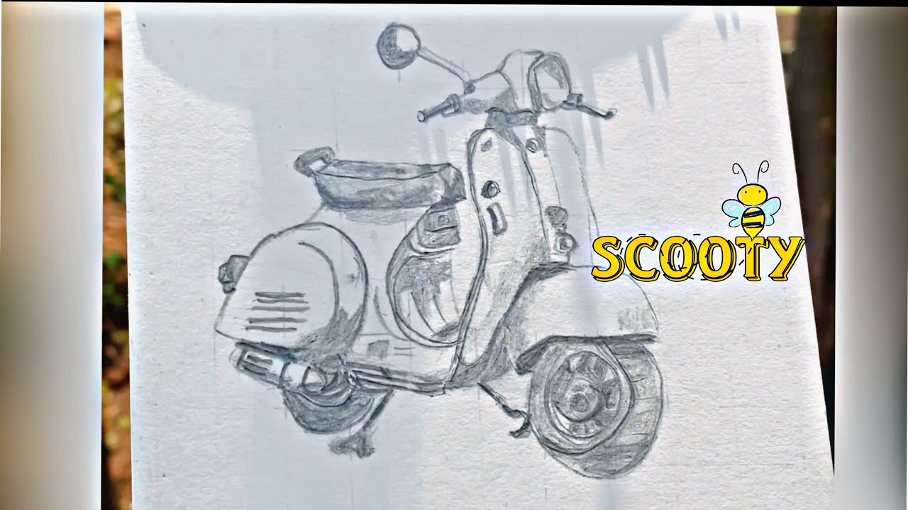 How to draw a scooty with grid🛵 | ആർക്കു വേണെങ്കിലും പെട്ടെന്ന് ...
