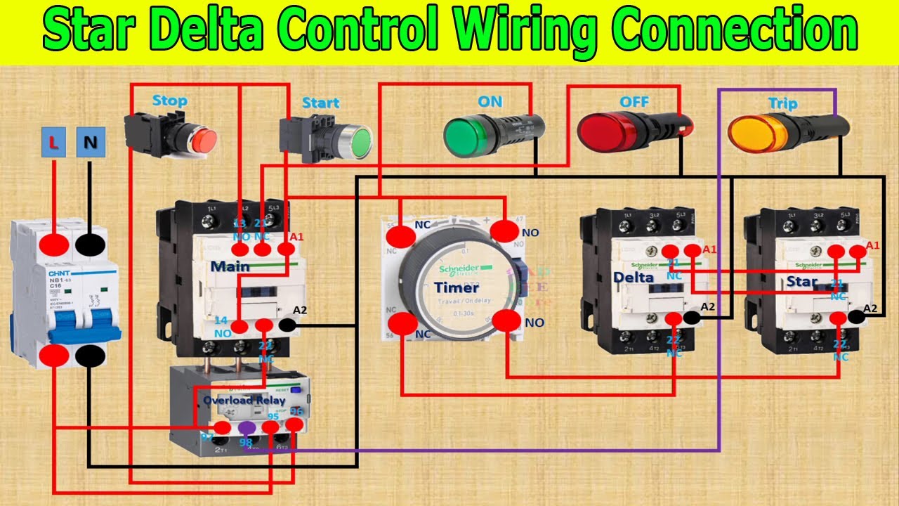 Star Delta Starter Control Wiring Connection Diagram | 3 Phase Motor ...