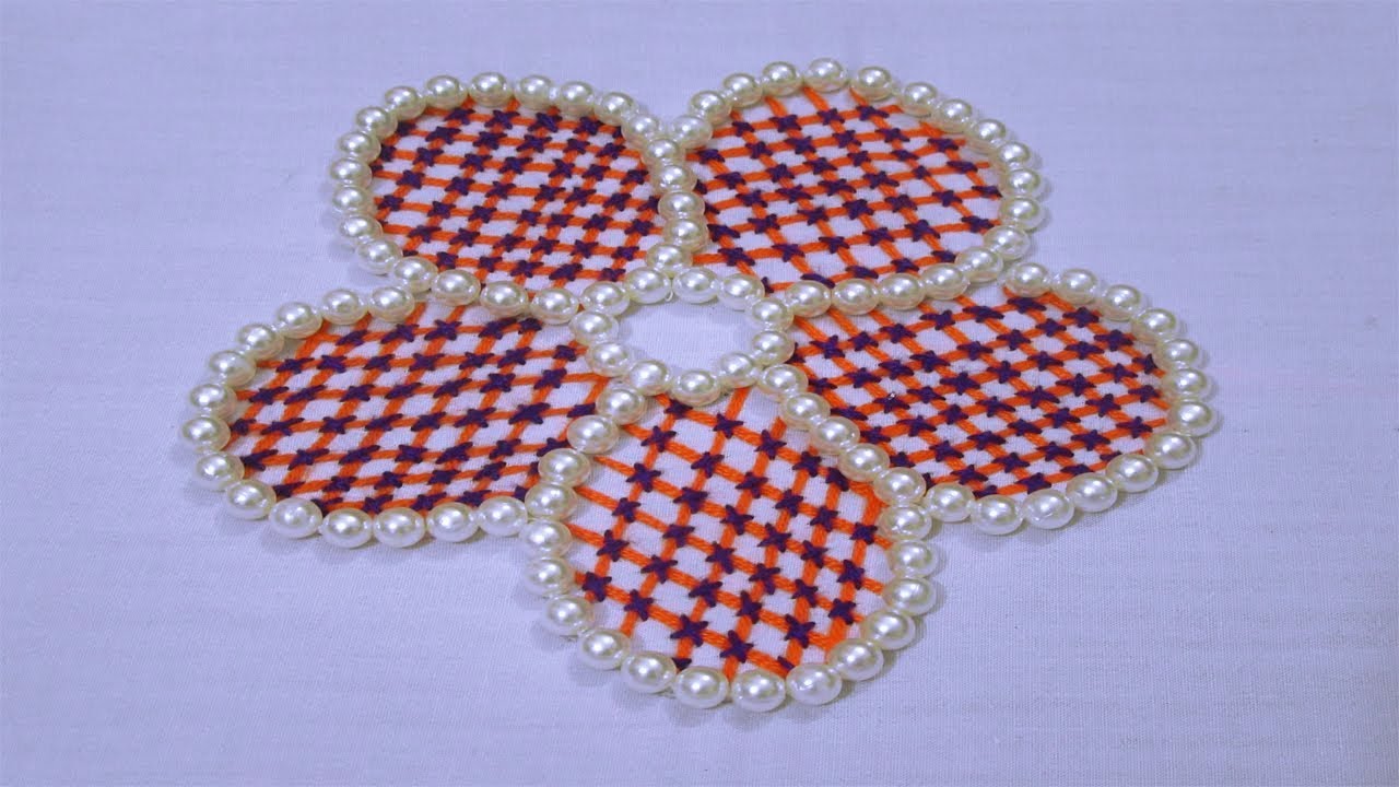 Hand Embroidery | Beadwork | Hand Embroidery Design #06 - YouTube