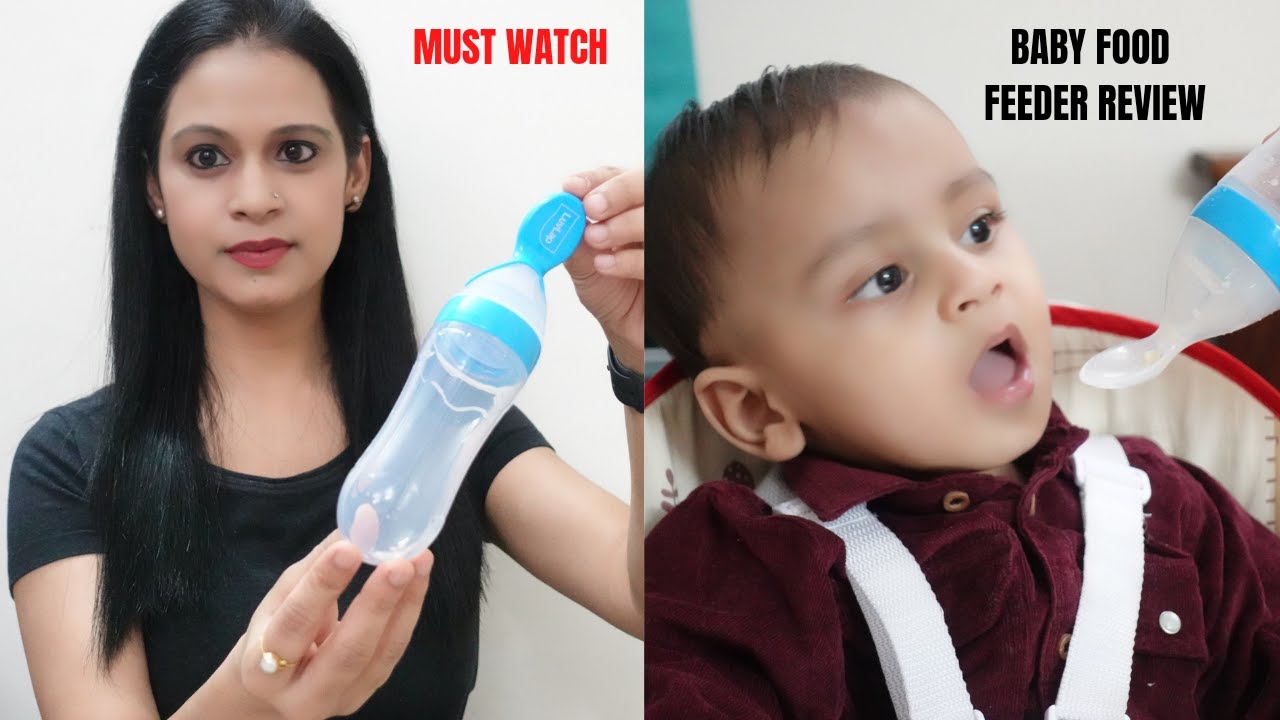 How to make baby eat Happily | LUVLAP baby squeezy baby food feeder ...