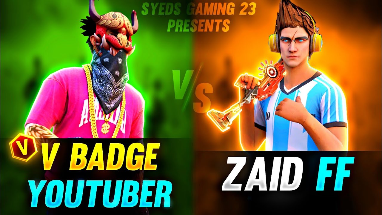 V BADGE YOUTUBER VS ZAID FF | MATCH REALITY | 1 VS 1 CLASH SQUAD MATCH ...
