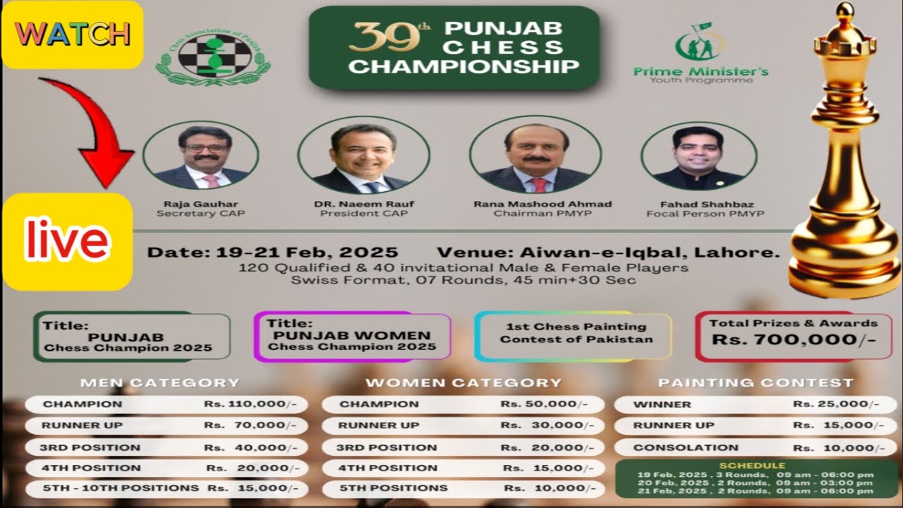 39th Punjab Chess Championship, 2025 Lahore - YouTube