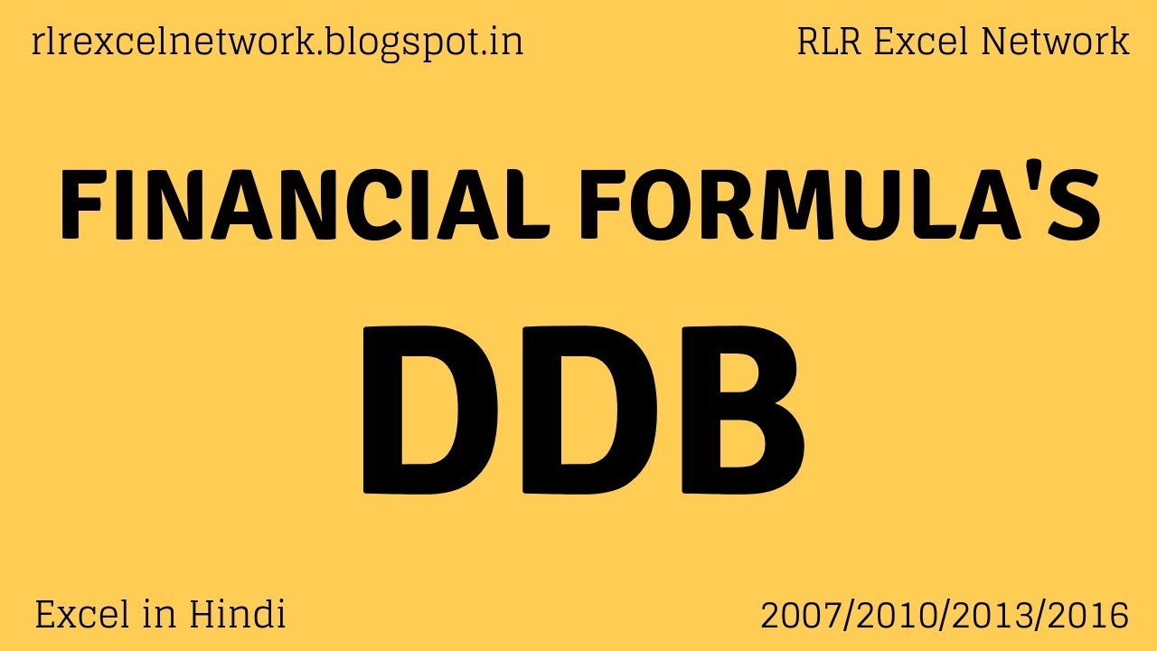 198 How To Use Ddb Formula In Excel Hindi Youtube