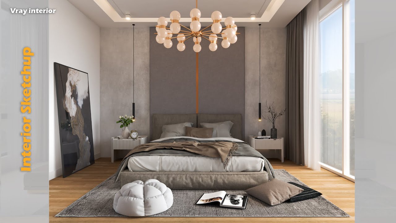 Modern Bedroom | Sketchup interior | Vray Sketchup tutorial #55 - YouTube