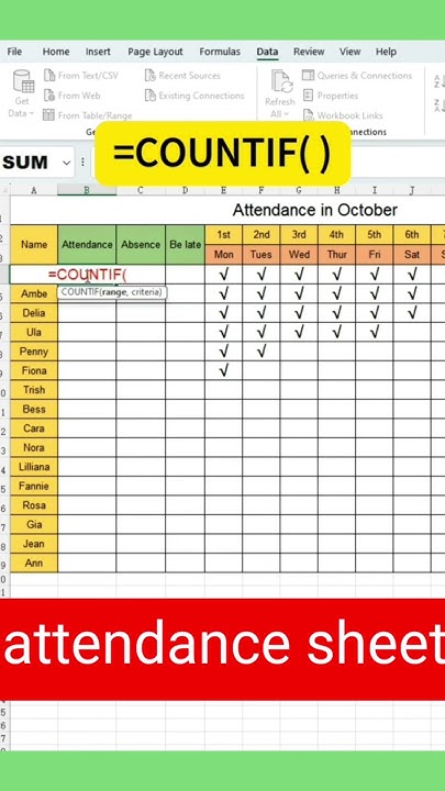 How to attendance sheet create in Excel #excelshort #excelformula #exceltips #attendance #excel ...