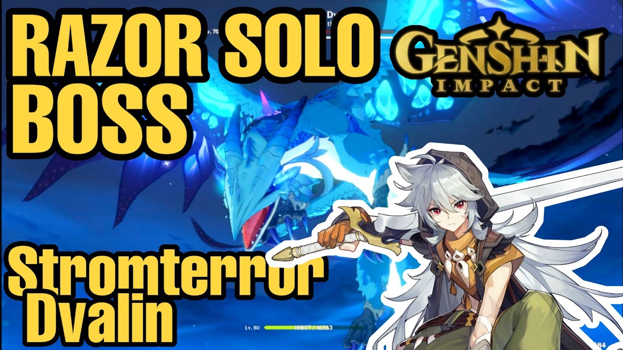 Razor SOLO fight boss Stormterror's Lair Dvalin || Genshin Impact - YouTube