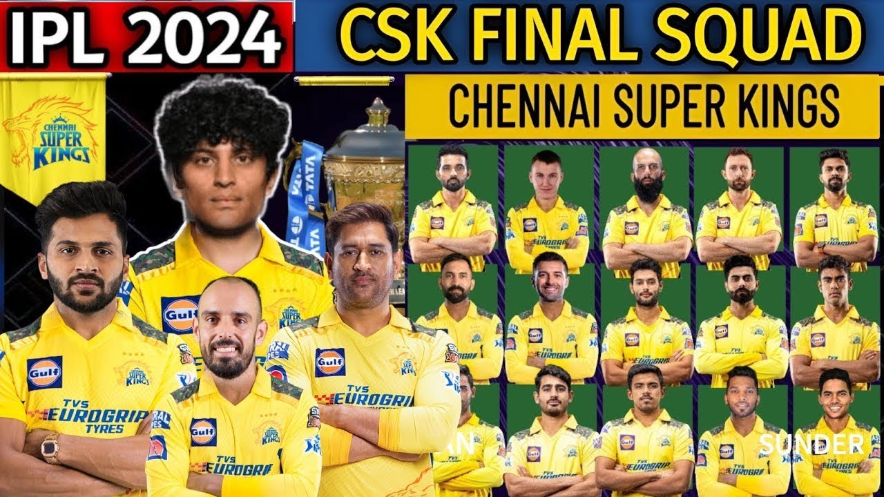Chennai Super Kings Final Squad | Team CSK Final Squad 2024 | CSK Squad ...