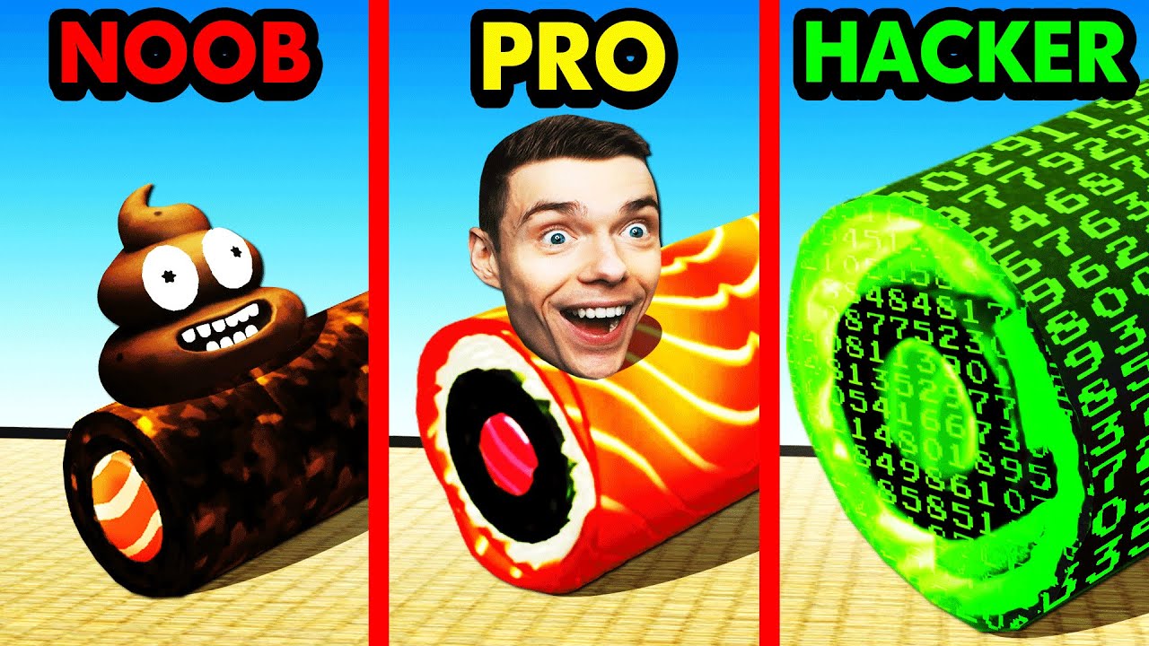 NOOB vs PRO vs HACKER SUSHI ROLL - YouTube
