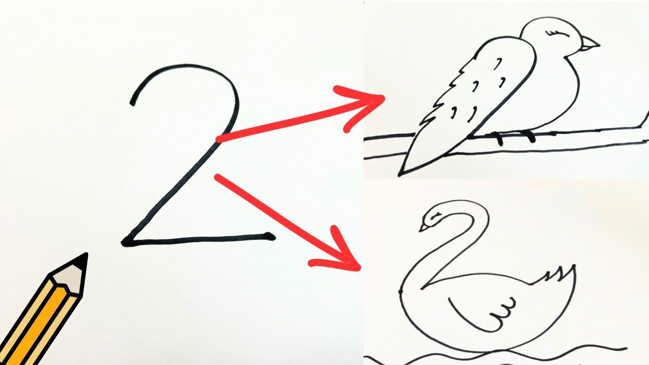 Drawing with Numbers ‼️ Bird Drawing / Swan Drawing 🦢 - YouTube