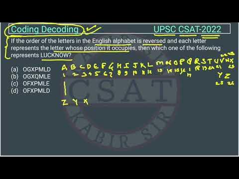 UPSC CSAT Coding and Decoding 2022 If the order of the letters in the English alphabet is ...
