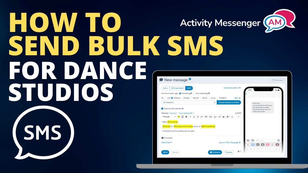 How to send Bulk SMS for Dance Studios - YouTube