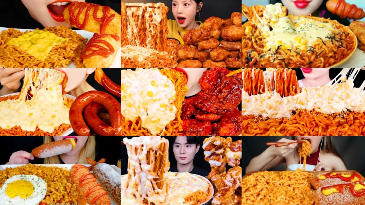 MOST SPICY FIRE NOODLES MUKBANG COMPILATION * SPICY AND CHEESY NOODLES ...