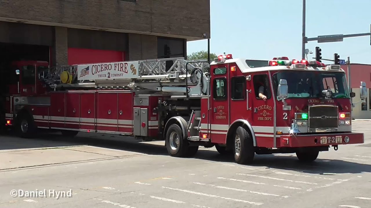 **TILLER** Cicero Fire Dept Truck 2 Responding and Returning - YouTube