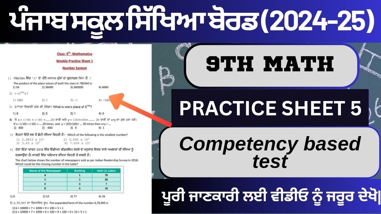 9TH CLASS MATH। COMPETENCY EXAMS 2024। SOLUTION OF 5TH WORKSHEET। CEP ...