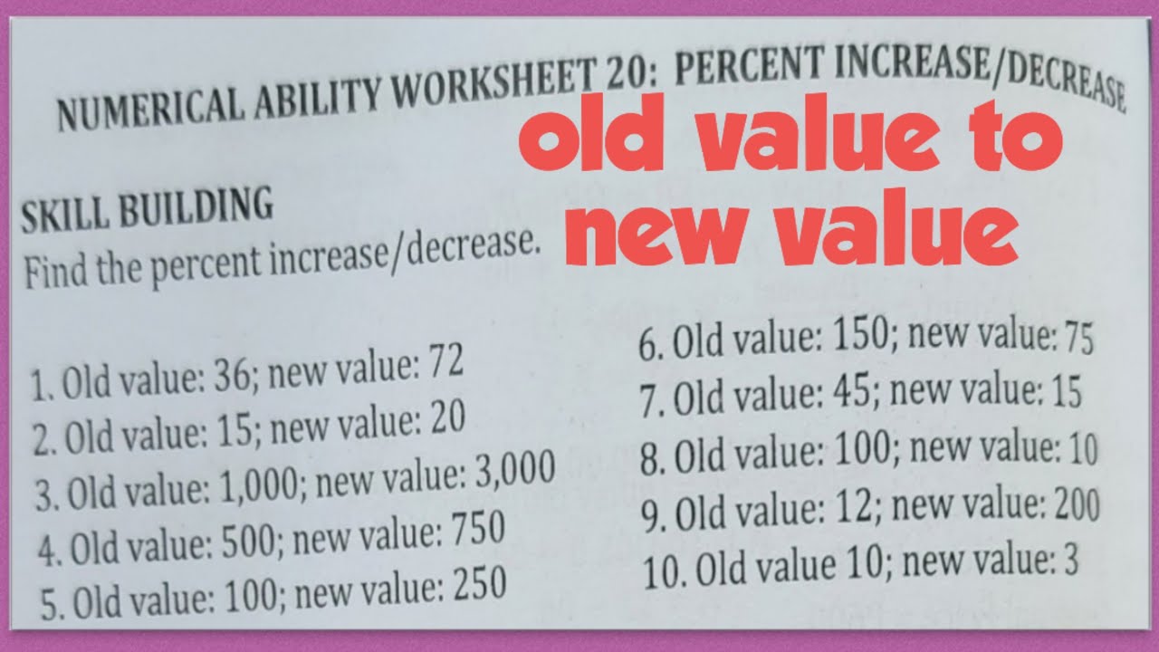 Numerical Ability: Find the percent increase or decrease. - YouTube