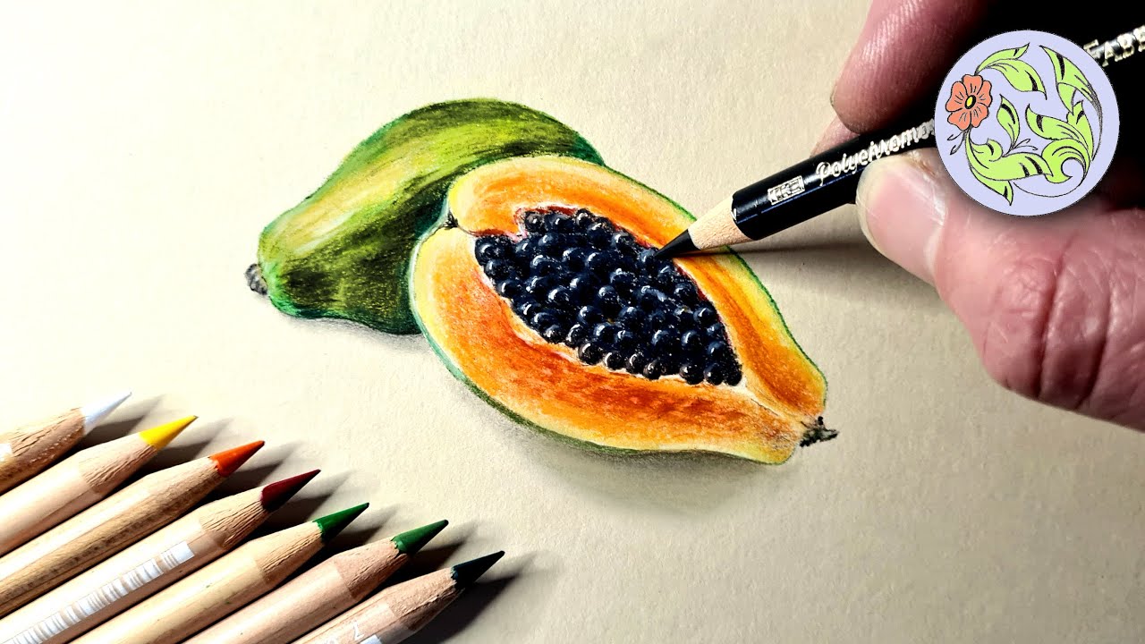 How to Draw Food Realistic - Papaya | Realistic Art | Modern Art - YouTube
