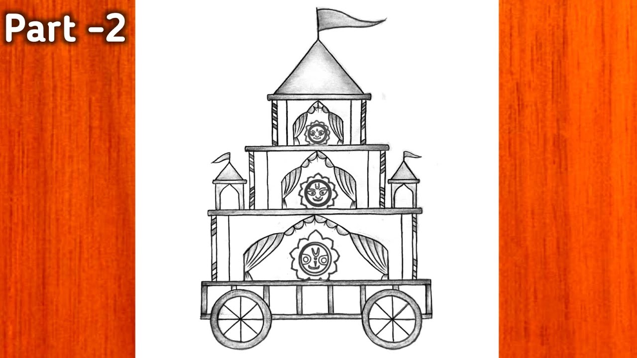 How to draw a beautiful rath || Rath yatra special drawing || রথের ছবি ...