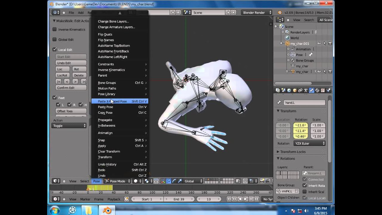 part 03 Retargetting BVH Animations onto a make human character and ...
