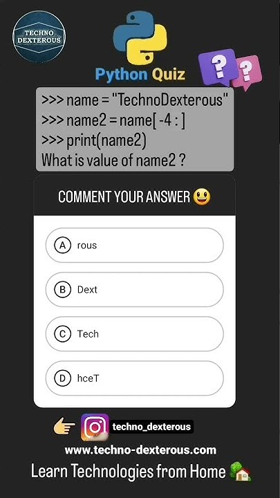 Python Quiz Series: String Slicing #coding #datascience #programming #developer #python #itjobs ...