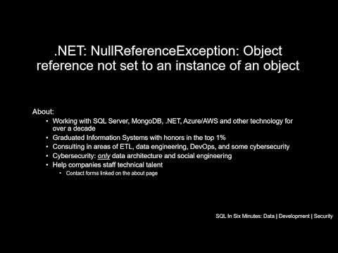 NullReferenceException: Object reference not set to an instance of an object - YouTube