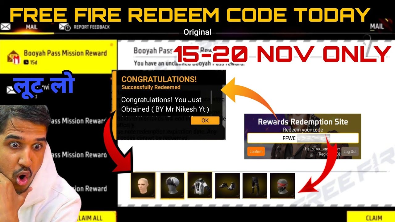 FREE FIRE REDEEM CODE 15 NOV || FREE FIRE REDEEM CODE || FREE FIRE || # ...