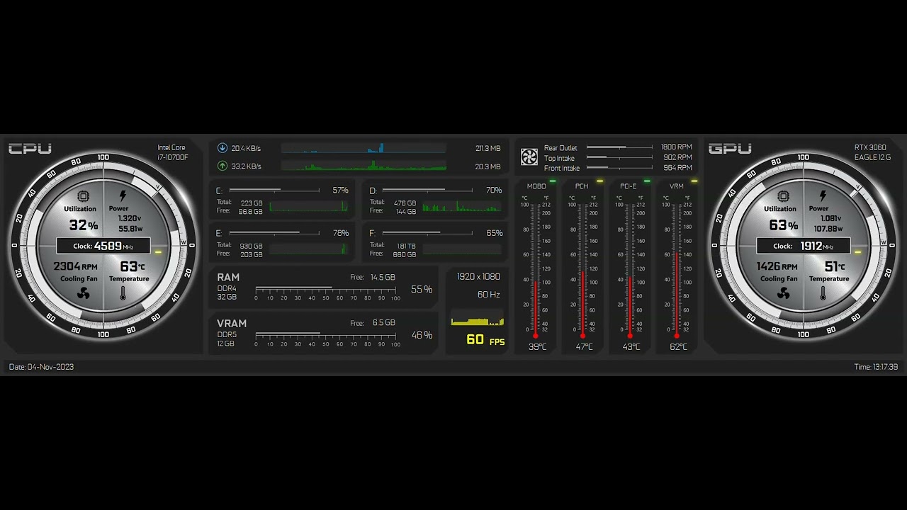 Custom 'AIDA64' Sensor Panel Skin - 12_1920 x 515_SSP-08 / 12_1920 x ...