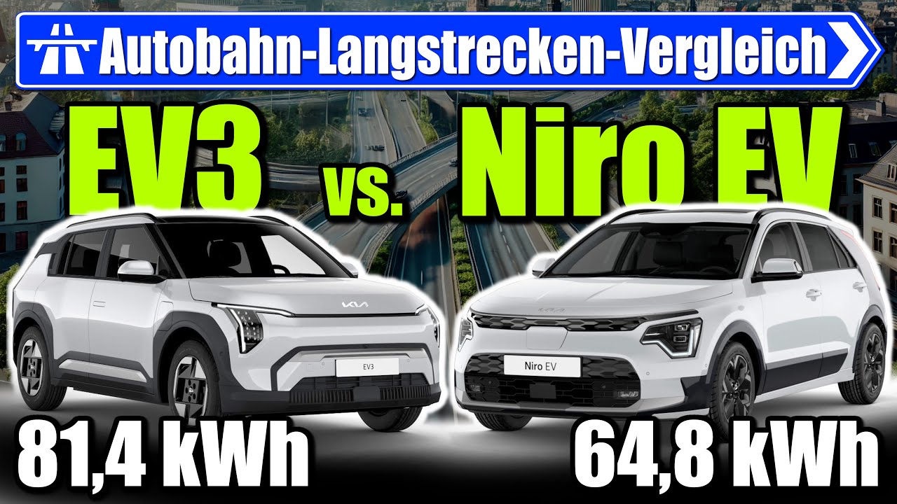 Kia EV3 vs. Niro EV - 81,4 kWh vs. 64,8 kWh: AUTOBAHN - Vergleich ...