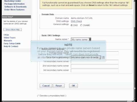 Changing name servers via 1and1.com - YouTube