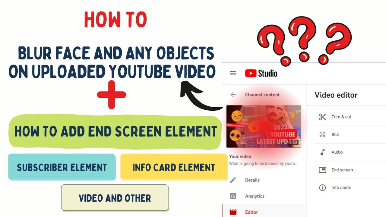 How to Blur face and any object on uploaded youtube video|Youtube Tutorial for End screen ...