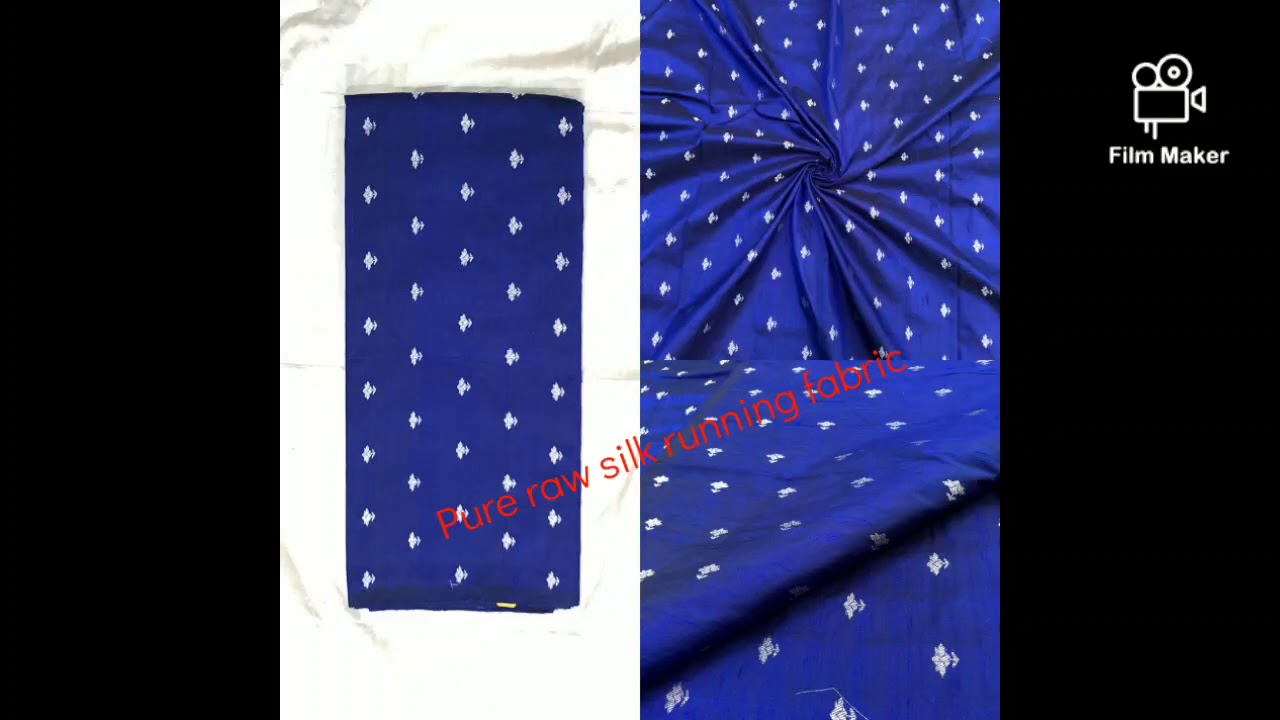 Latest pure raw silk running fabric with silver buta - YouTube