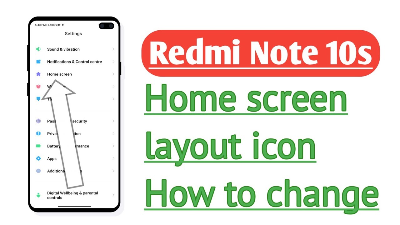 Redmi Note 10s , Home screen layout icon How to Change - YouTube