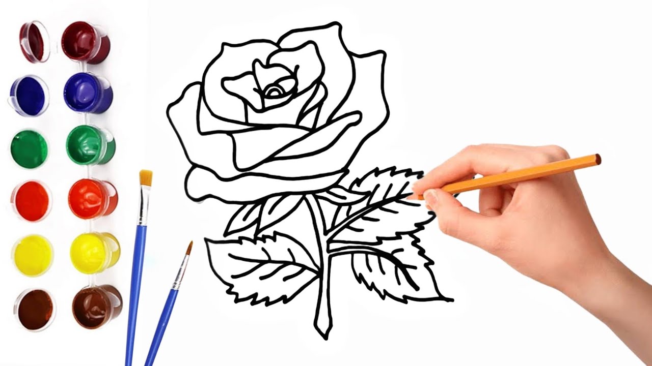 Rose Drawing | How to draw a Rose easy | Rose drawing for kids and ...