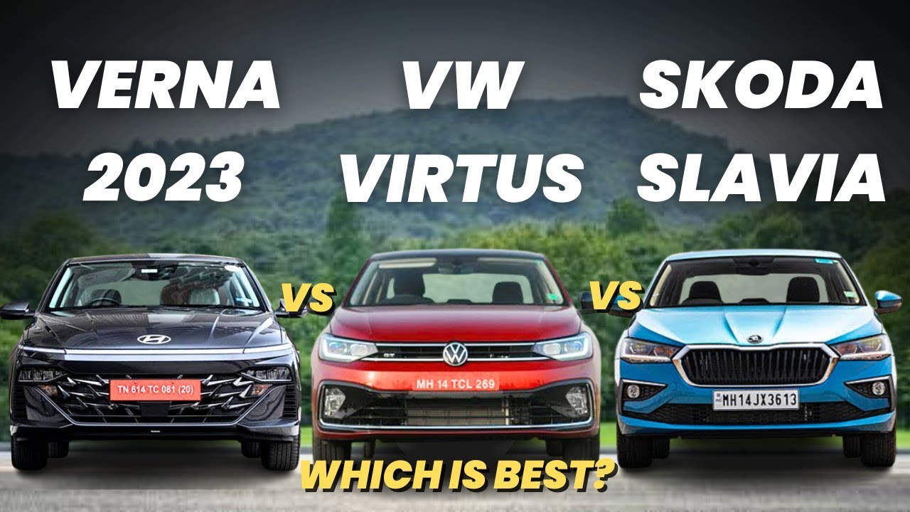 🔥Hyundai Verna 2023 vs Volkswagen Virtus vs Skoda Slavia🔥|Verna vs ...