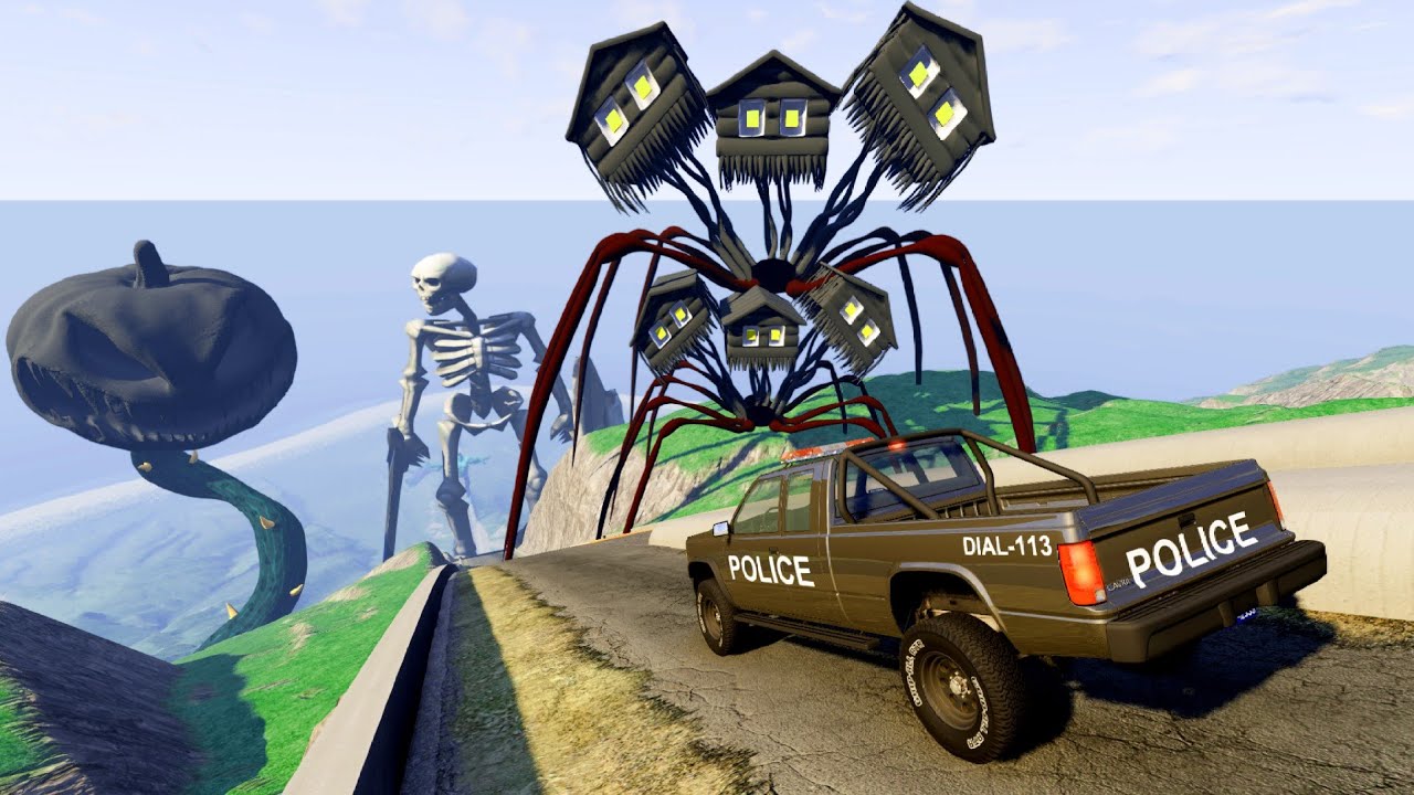 Cars Destruction Test With HOUSE HEAD & BUS EATER & PUMPKIN HEAD ...