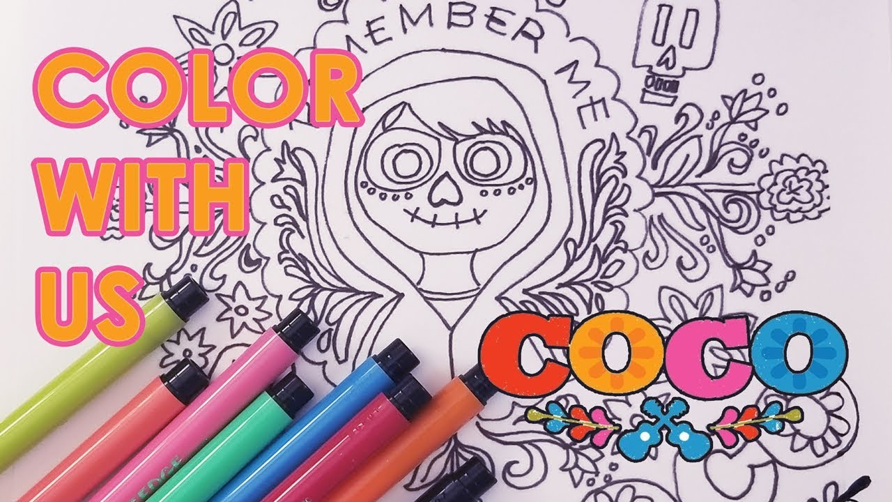 Coloring Book Page DISNEY PIXAR MIGUEL FROM COCO with MARKERS ...