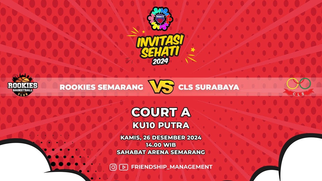 ROOKIES SEMARANG VS CLS SURABAYA | KU10 PUTRA | 5ON5 INVITASI SEHATI 2024 | COURT A - YouTube