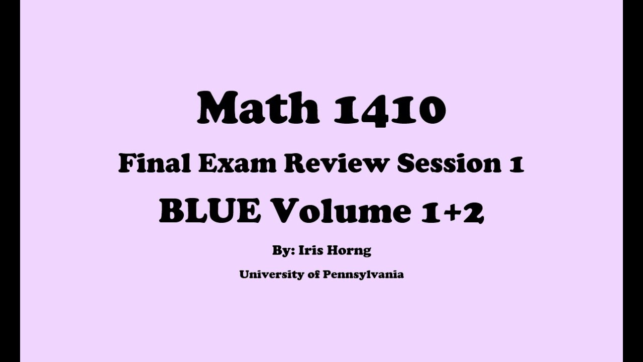 Math 1410 Review Session 1 - YouTube